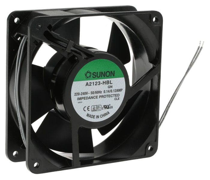 A2123-HBL.GN Sunon | Sunon A2123 Series Axial Fan, 230 V ac, AC Operation, 190.5m³/h, 22W, 120mA ...
