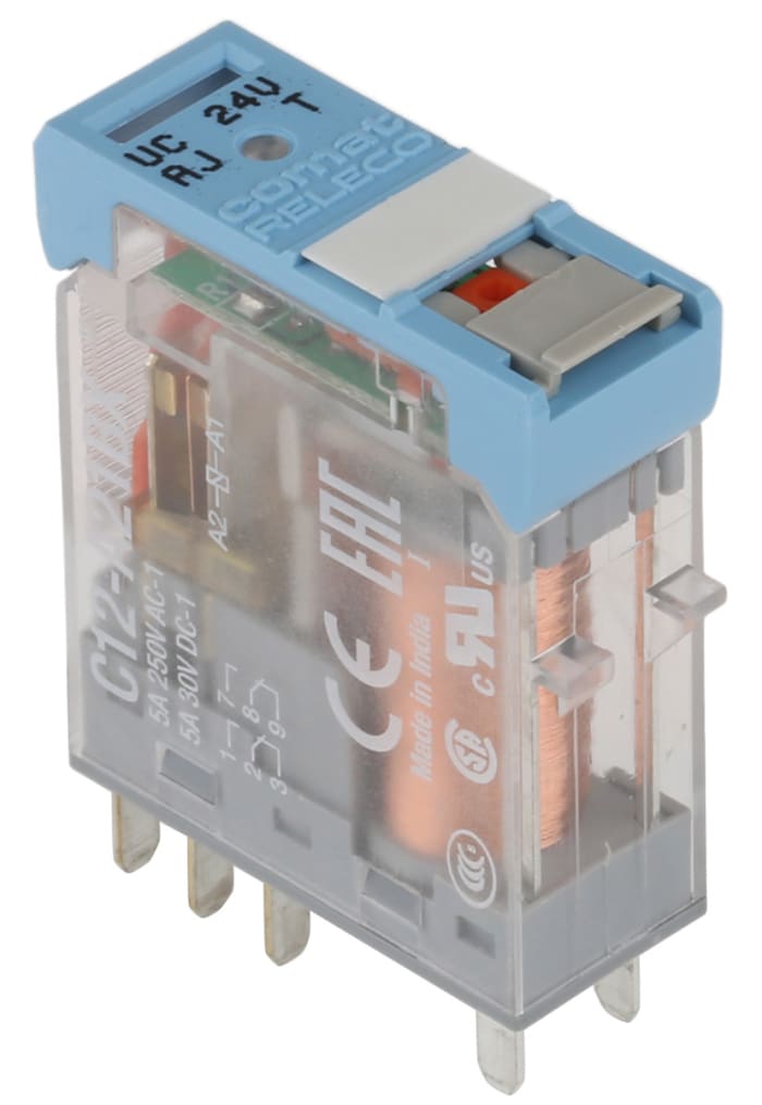 C12A21BX24AD Releco | Releco PCB Mount Power Relay, 24V ac/dc Coil, 5A Switching Current, DPDT ...