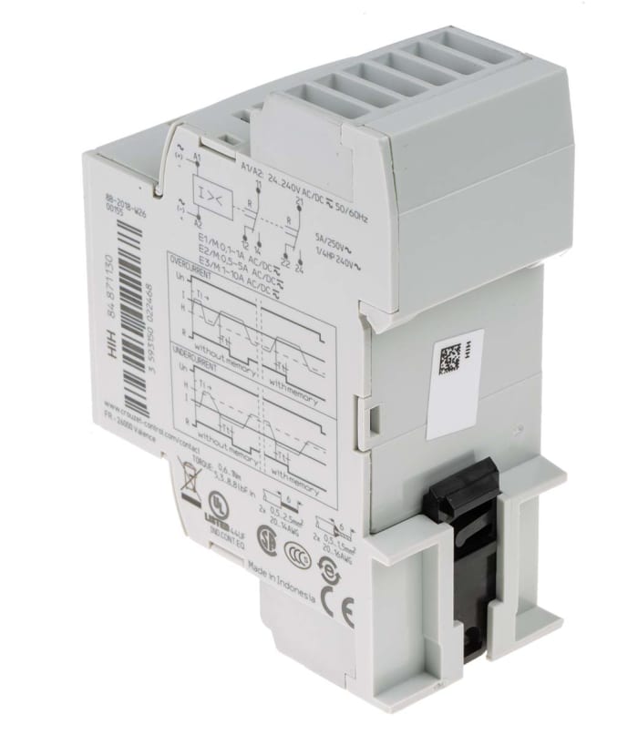 84871130 Crouzet | Crouzet Current Monitoring Relay, 3 Phase, DPDT, DIN ...