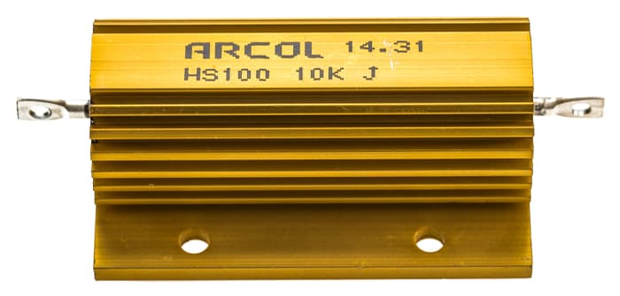 HS100 10K J Arcol | Arcol, 10kΩ 100W Wire Wound Chassis Mount Resistor ...