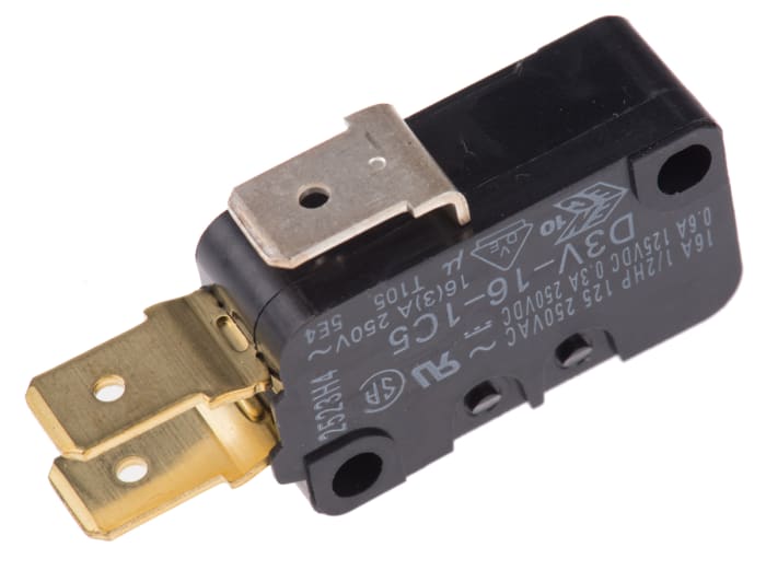 D3V-16-1C5 Omron | Omron Pin Plunger Micro Switch, Tab Terminal, 16 A @ 250 V ac, SPDT, IP40 ...