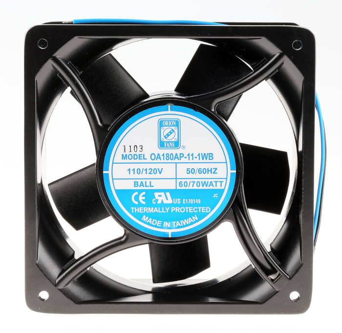 RS PRO | RS PRO Axial Fan, 115 V ac, AC Operation, 713.6m³/h, 70W ...