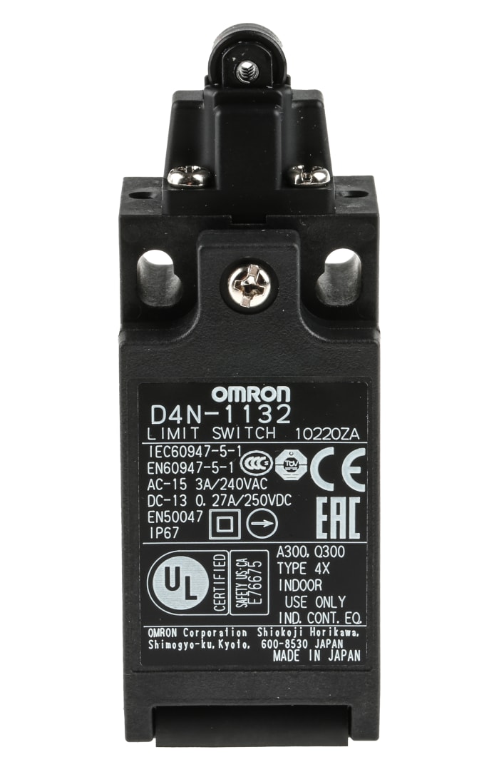 D4N-1132 Omron | Interruptor de bloqueo con Pulsador con roldana Omron D4N, SPDT, NA/NC, IP67 ...