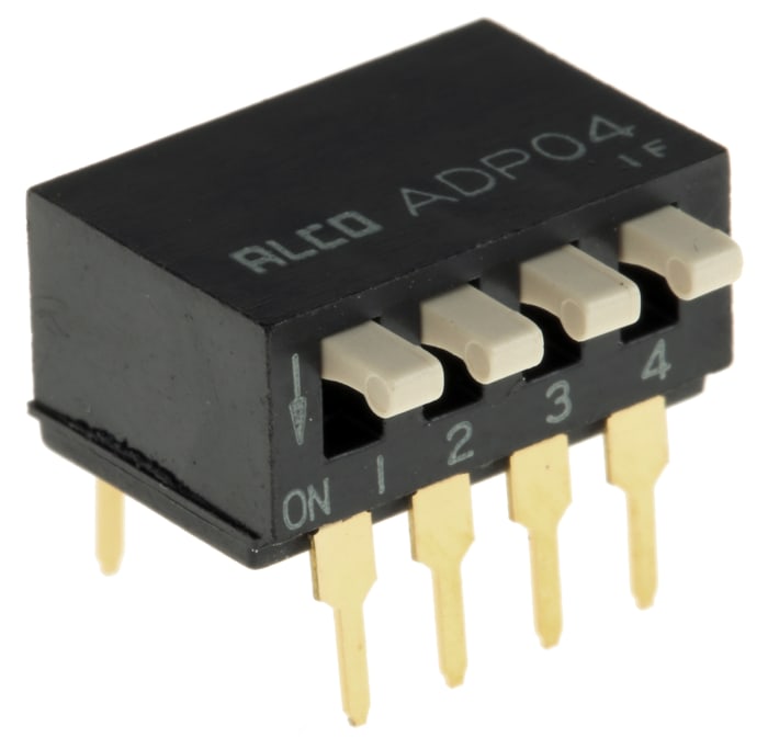 ADP0404 TE Connectivity | TE Connectivity 4 Way Through Hole DIP Switch ...