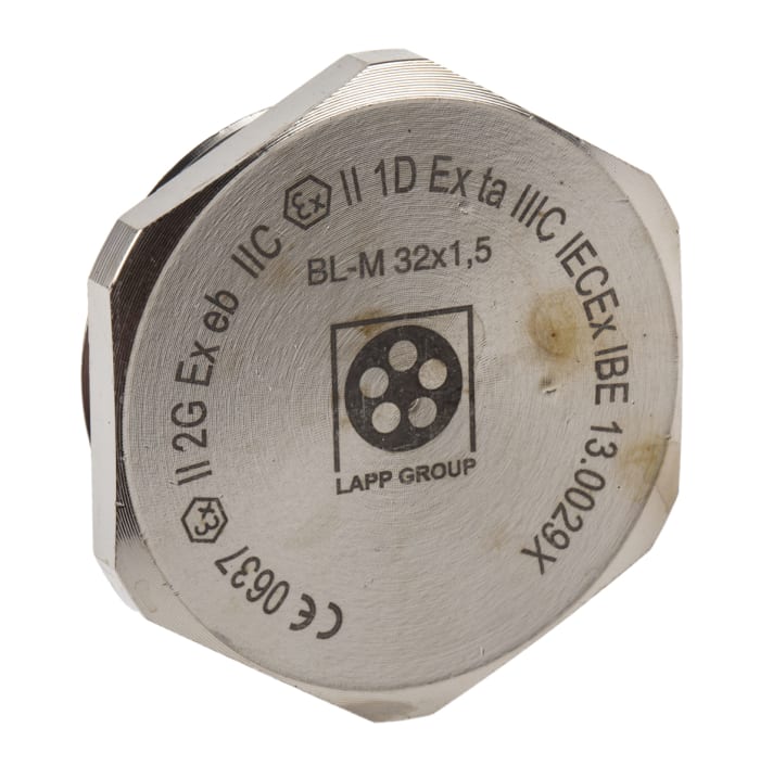 52103143 Lapp | Lapp Blanking Plug, M32, Nickel Plated Brass, 39.6mm ...