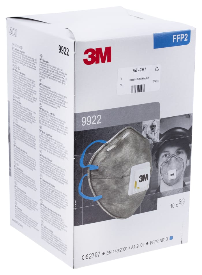 3M Aura 9922 3M | 3M 9900 Speciality Series Respirator Mask for Nuisance Odour Protection, FFP2 ...