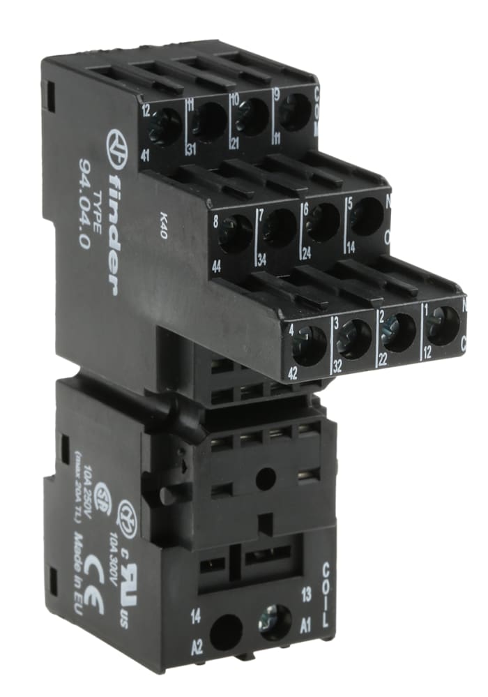 94.040SMA Finder | Finder 94 14 Pin 250V ac DIN Rail Relay Socket, for ...