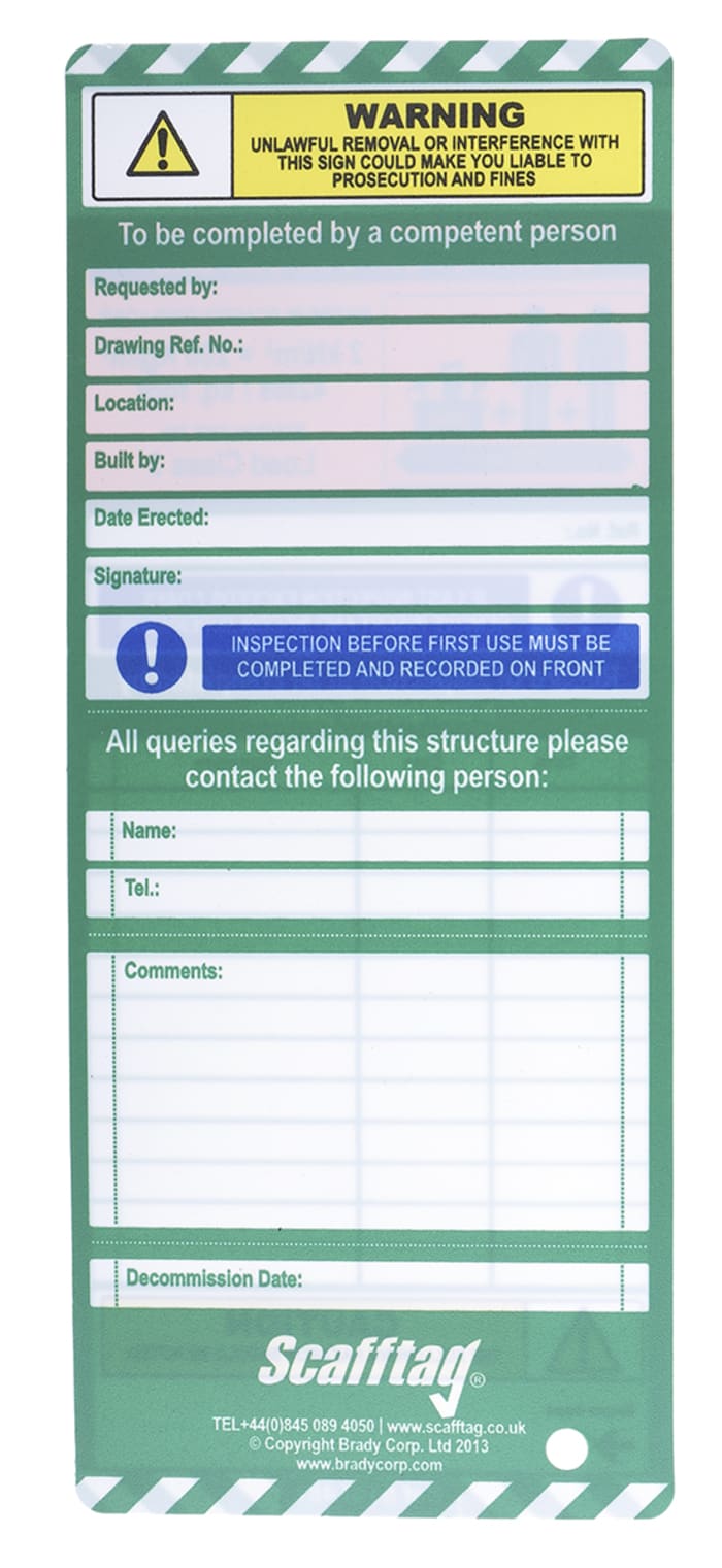 SCF04A/O ScaffTag | ScaffTag Orange Safety Scaffolding Tag, English ...