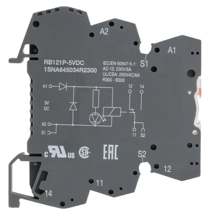 1SNA645034R2300 RB121P-5VDC ABB | ABB R600 Series Interface Relay, DIN ...