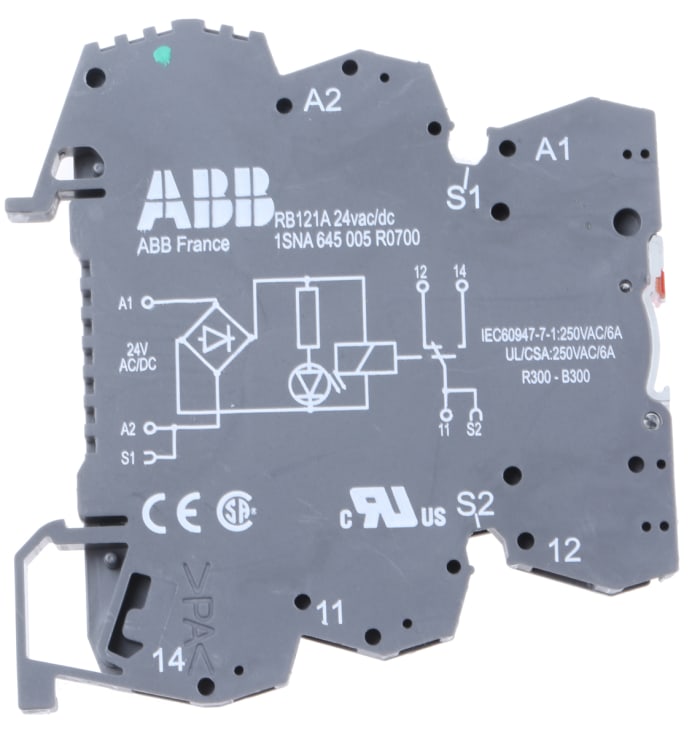 1SNA645005R0700 RB121G-24VUC ABB | ABB R600 Series Interface Relay, DIN ...