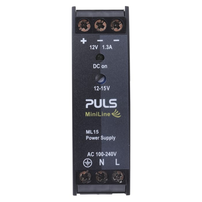 ML15.121 PULS | Fuente de alimentación de carril DIN PULS, MiniLine MLY, 1 salida 12V dc 1.3A ...