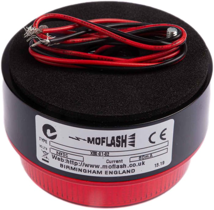 X80-01-02 Moflash | Moflash X 80 Series Red Flashing Beacon, 24 V, Surface Mount, Xenon Bulb ...