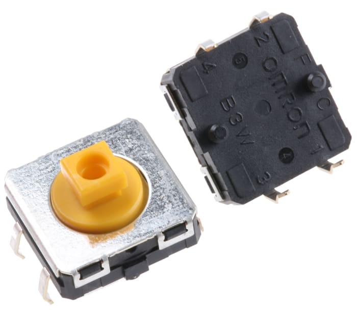 B3W-4055 Omron | Omron IP67 Yellow Plunger Tactile Switch, SPST 50 mA ...