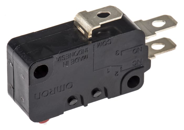 D3V-16-1A4 Omron | Omron Pin Plunger Micro Switch, Solder, Tab Terminal, 16 A @ 250 V ac, SPDT ...