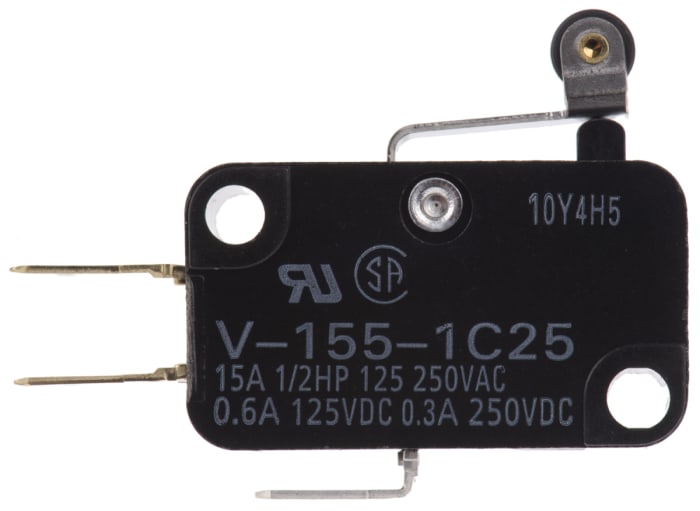 V-155-1C25 Omron | Omron Short Roller Lever Micro Switch, Tab Terminal ...