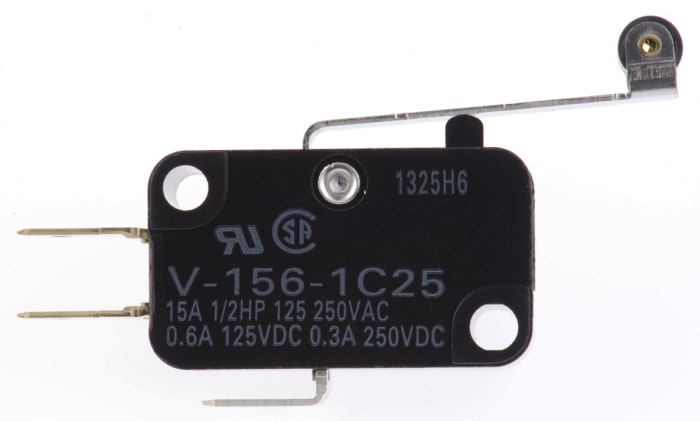 V-156-1C25 Omron | Omron Roller Lever Micro Switch, Tab Terminal, 15 A ...
