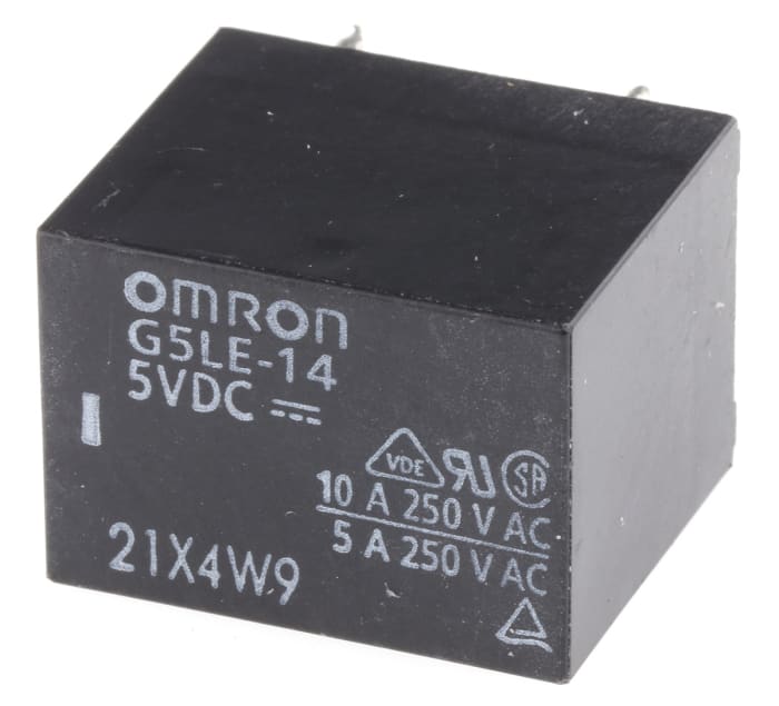 G5LE-14 DC5 Omron | Omron PCB Mount Power Relay, 5V dc Coil, 10A ...