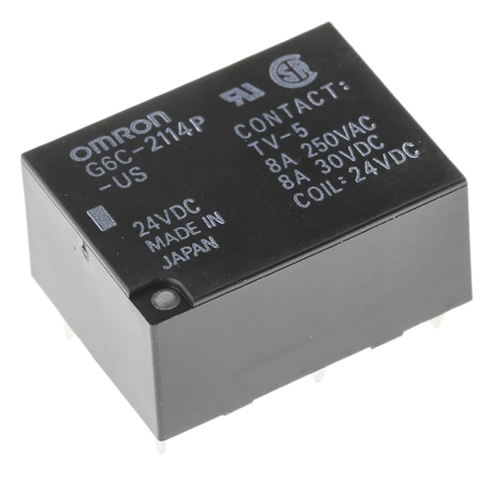 G6C-2114P-US 24DC Omron | Omron PCB Mount Power Relay, 24V dc Coil, 8A Switching Current, DPST ...