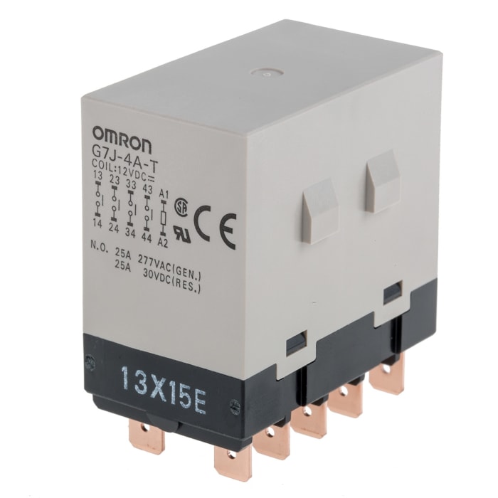 G7J-4A-T DC12 Omron | Omron Panel Mount Power Relay, 12V dc Coil, 25A ...