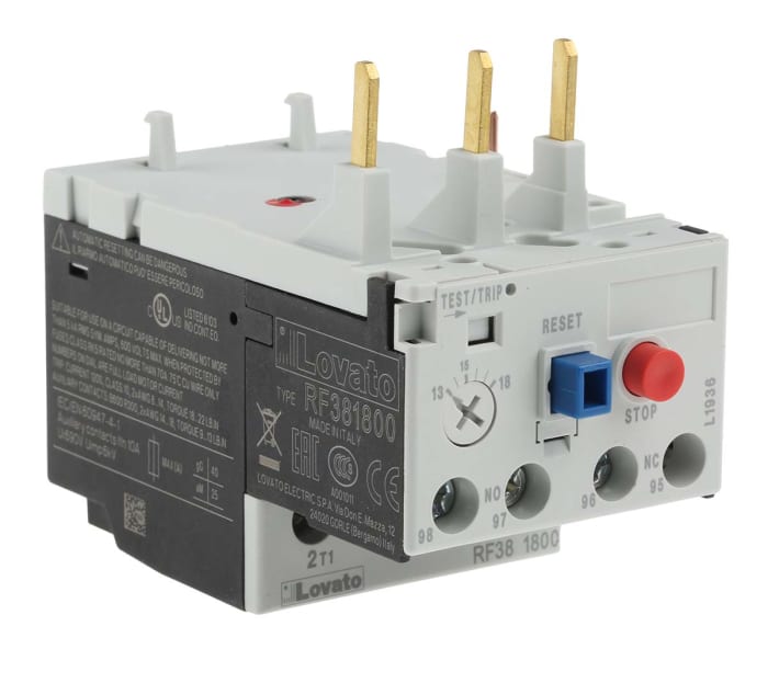 RF381800 Lovato | Lovato RF38 Thermal Overload Relay, 13 → 18 A F.L.C ...