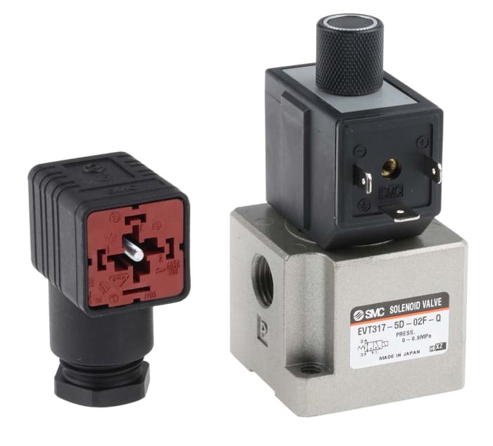 EVT317-5D-02F-Q SMC | SMC 3/2 Pneumatic Solenoid Valve - Spring/Solenoid G 1/4 VT317 Series 24V ...