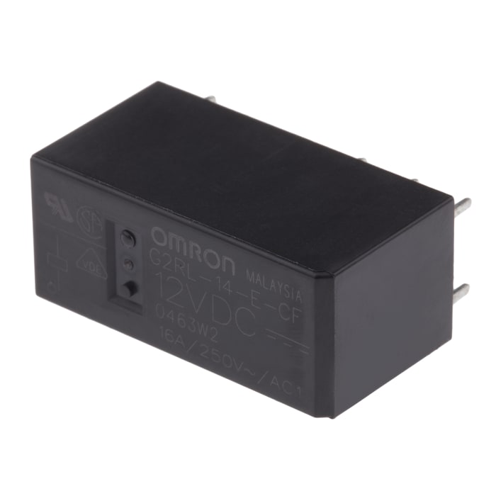 G2RL-14-E-CF DC12 Omron | Omron PCB Mount Power Relay, 12V dc Coil, 10A Switching Current, SPDT ...