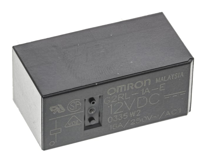 G2RL-1A-E DC12 Omron | Omron PCB Mount Power Relay, 12V dc Coil, 16A Switching Current, SPST ...