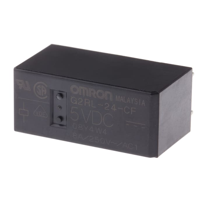 G2RL-24-CF DC5 Omron | Omron PCB Mount Power Relay, 5V dc Coil, 8A Switching Current, DPDT | 686 ...