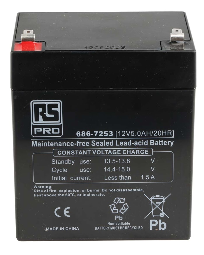 RS5-12 RS PRO | RS PRO Lead Acid Battery - 12V, 5Ah | 686-7253 | RS ...