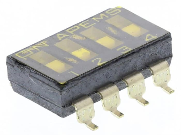 IKD0403000 APEM | APEM 4 Way Surface Mount DIP Switch SPST, Recessed Actuator Slide Actuator ...