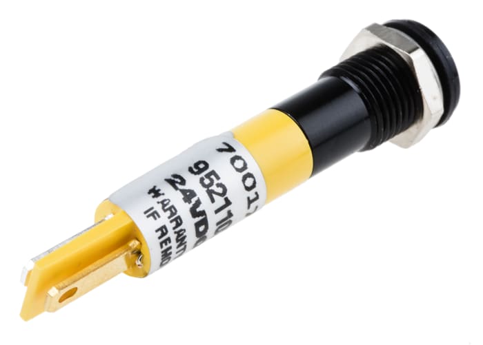 RS PRO | RS PRO Yellow Panel Mount Indicator, 24V dc, 8mm Mounting Hole ...