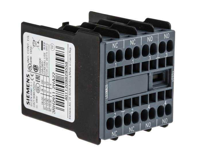 3RH2911-2HA22 Siemens | Siemens Auxiliary Contact, 4 Contact, 2NC + 2NO, Snap-On, Sirius ...