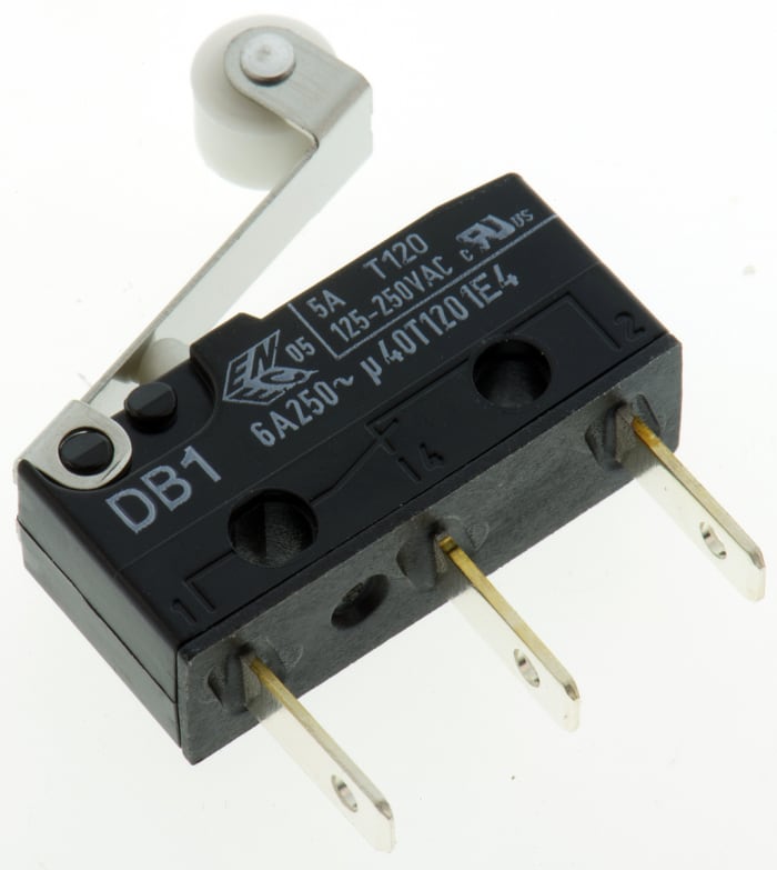 DB1C-B1RB ZF | ZF Roller Lever Micro Switch, Tab Terminal, 6 A @ 250 V ac, SPDT | 706-4290P | RS ...