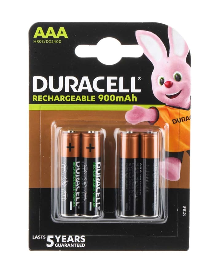 HR03 P4 PRE RS Duracell Duracell Recharge Ultra NiMH 800mAh Rechargeable AAA Battery 1.2V 708 2361 RS Components