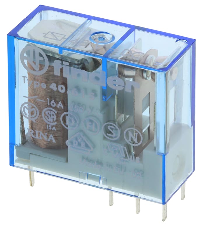 40.61.7.048.0000 Finder | Relé de potencia sin enclavamiento Finder 40 Series de 1 polo, SPDT ...