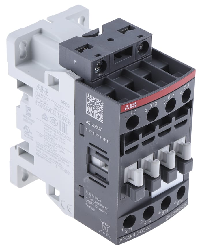 1SBL137201R1400 AF09-40-00-14 ABB | ABB AF09 AF Contactor, 250 → 500 V ac/dc Coil, 4-Pole, 25 A ...