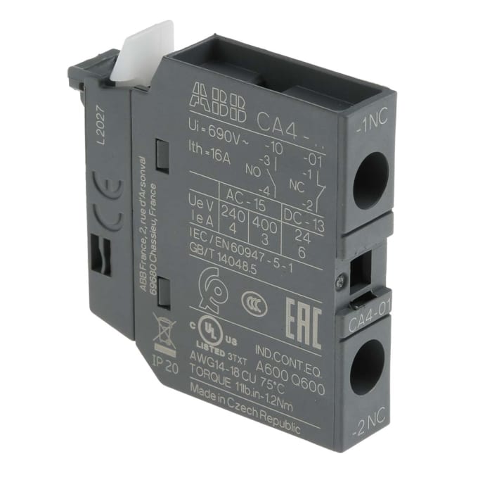 1SBN010110R1001 CA4-01 ABB | ABB Auxiliary Contact, 1 Contact, 1NC, Front Mount CA4 | 711-6329 | RS
