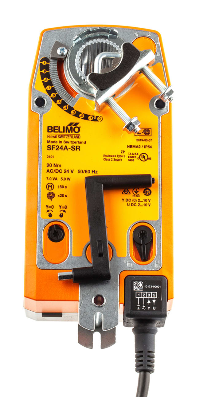SF24A-SR Belimo | Actuador de compuerta Belimo, par 20Nm, 24 V ac/dc, 5W, para eje de 10 → 25 ...