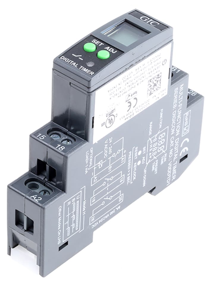 V0DDTD1 GIC | GIC DIN Rail Mount Timer Relay, 24 → 240V ac/dc, 1 ...