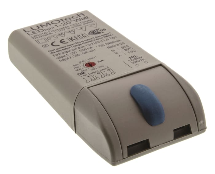 L05016i Lumotech | Lumotech LED Driver, 3 → 32V Output, 20W Output, 0.25 → 1 A, 250 → 500 mA ...