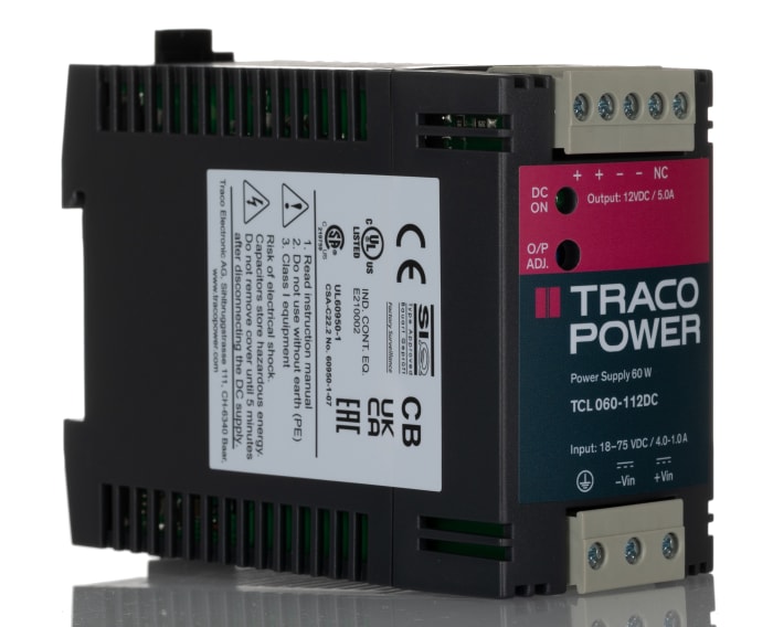TCL 060-112 DC TRACOPOWER | TRACOPOWER TCL DC-DC Converter, 12V dc/ 5A ...