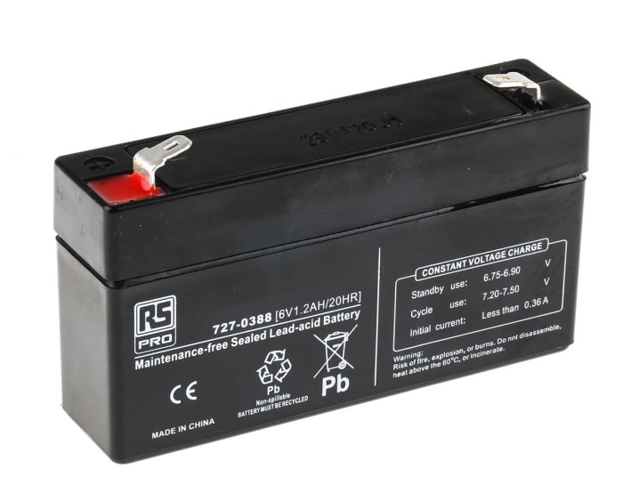 RS PRO | RS PRO 6V T1 Sealed Lead Acid Battery, 1.2Ah | 727-0388 | RS ...
