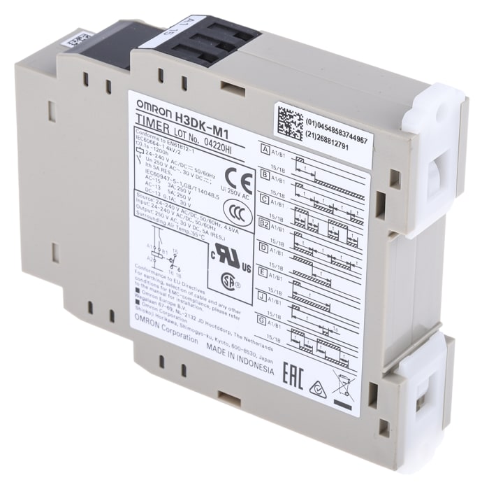 H3DK-M1 AC/DC24-240 Omron | Omron H3DK Series DIN Rail Mount Timer Relay, 24 → 240V ac/dc, 1 ...