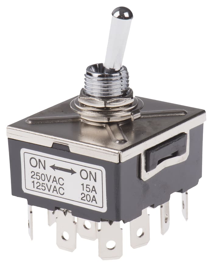 RS PRO | RS PRO Toggle Switch, Panel Mount, On-(On), 4PDT, Tab Terminal ...