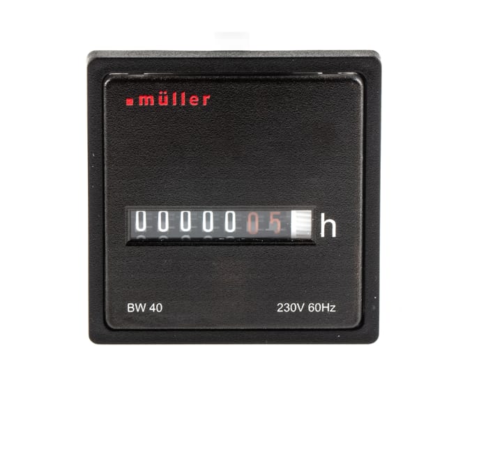 BW 40.28 230V 60 Hz Muller | Muller BW40 Hour Meter, 6 Digit Analogue ...
