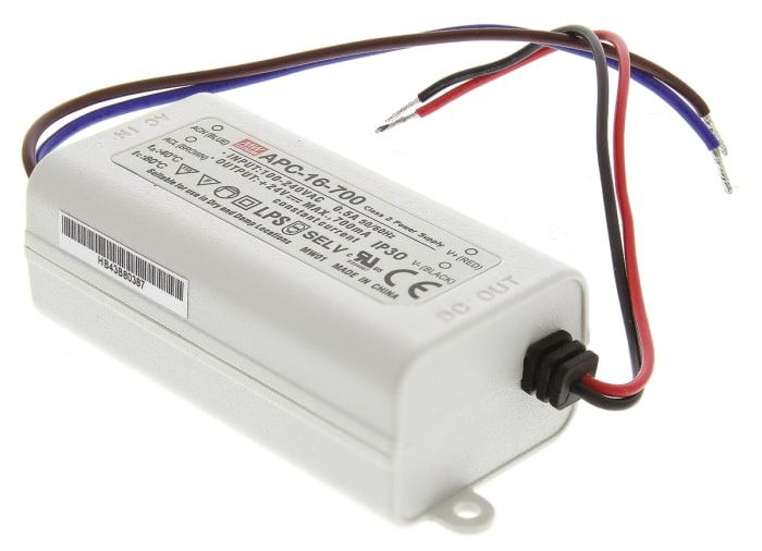 APC-16-700 MEAN WELL | MEAN WELL LED Driver, 9 → 24V Output, 16.8W Output, 700mA Output ...