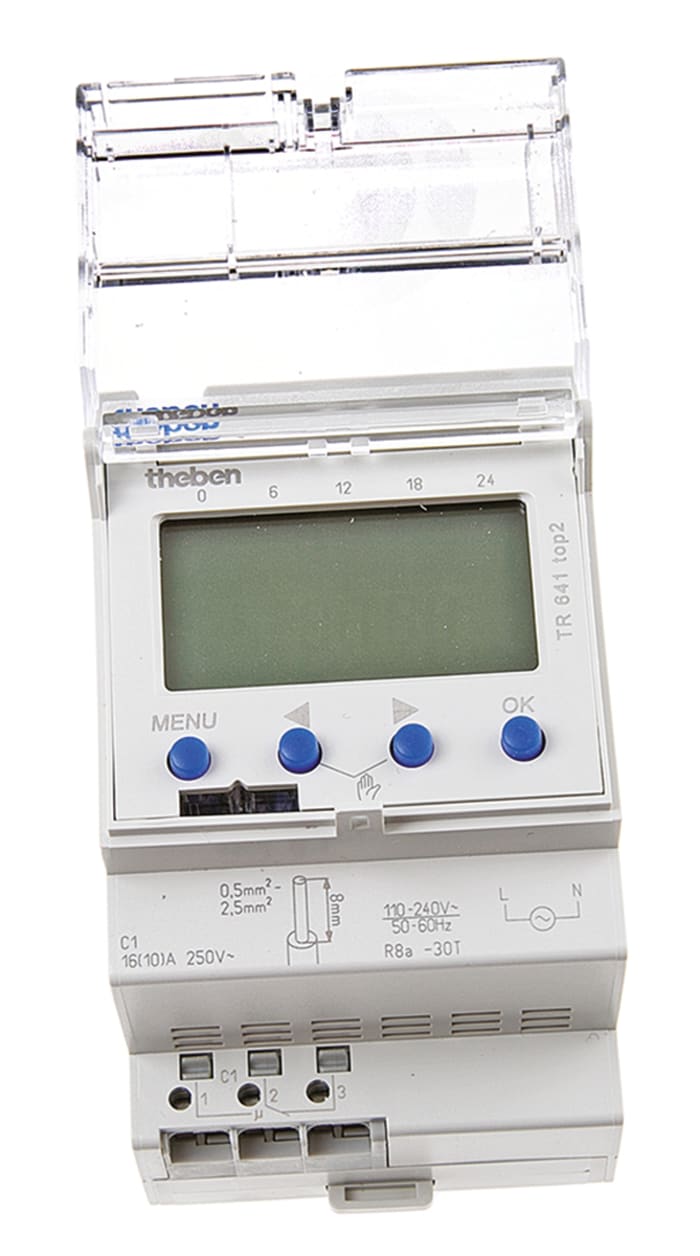 TR 641 top2 Theben | Theben Digital DIN Rail Time Switch 110 → 240 V ac ...