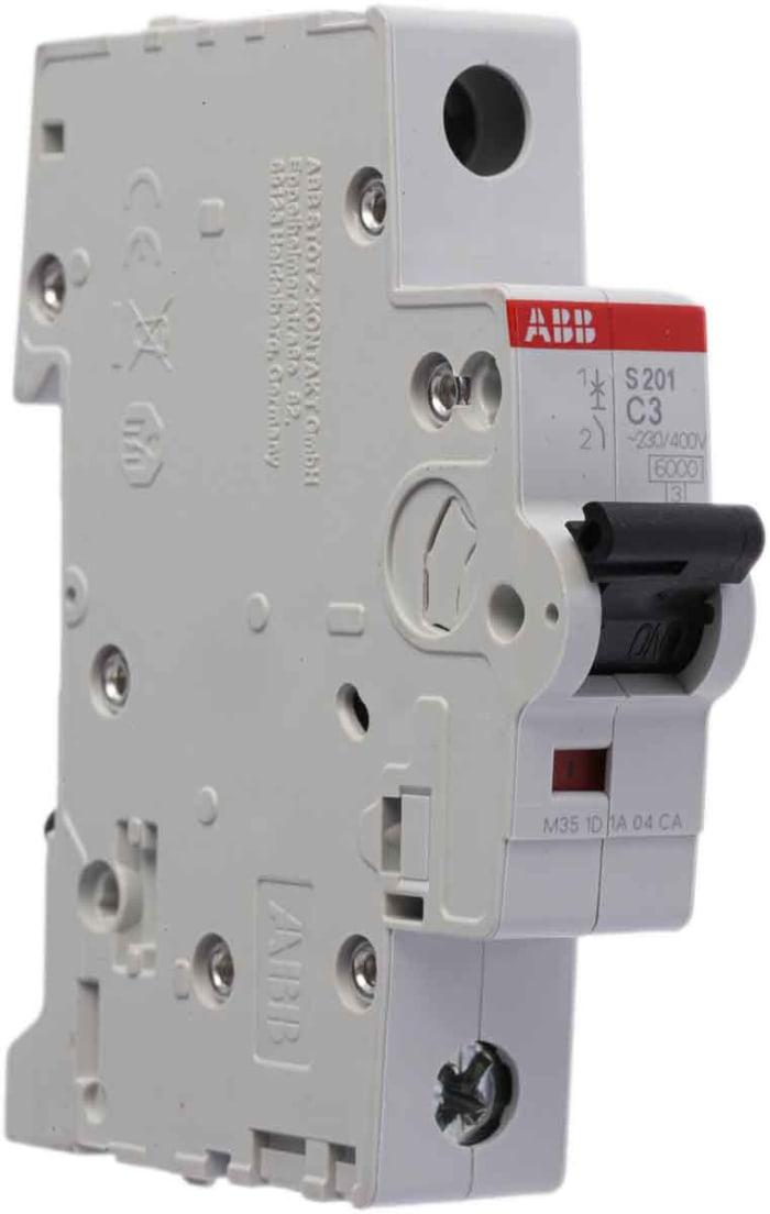 2CDS251001R0034 S201-C3 ABB | Interruptor automático 1P, 3A, Curva Tipo C, Poder de corte 6 kA ...