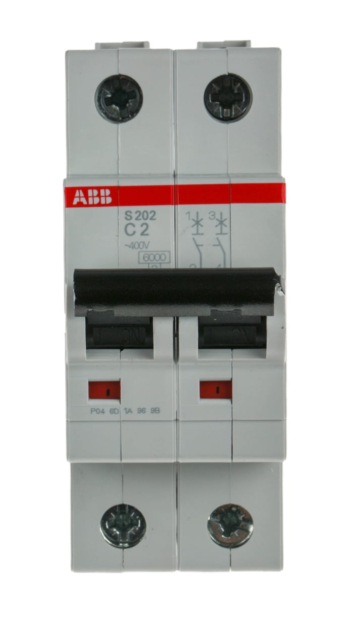 2CDS252001R0024 S202-C2 ABB | Interruptor automático 2P, 2A, Curva Tipo C, Poder de corte 6 kA ...