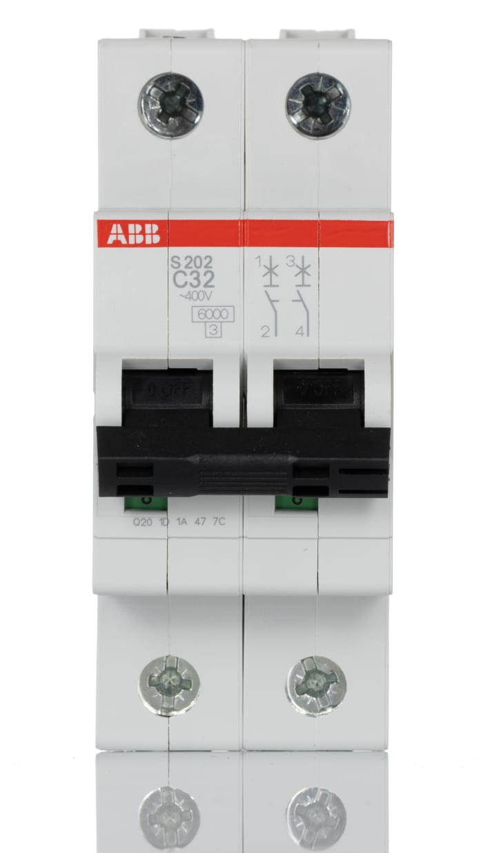 2CDS252001R0324 S202-C32 ABB | Interruptor automático 2P, 32A, Curva Tipo C, Poder de corte 6 kA ...
